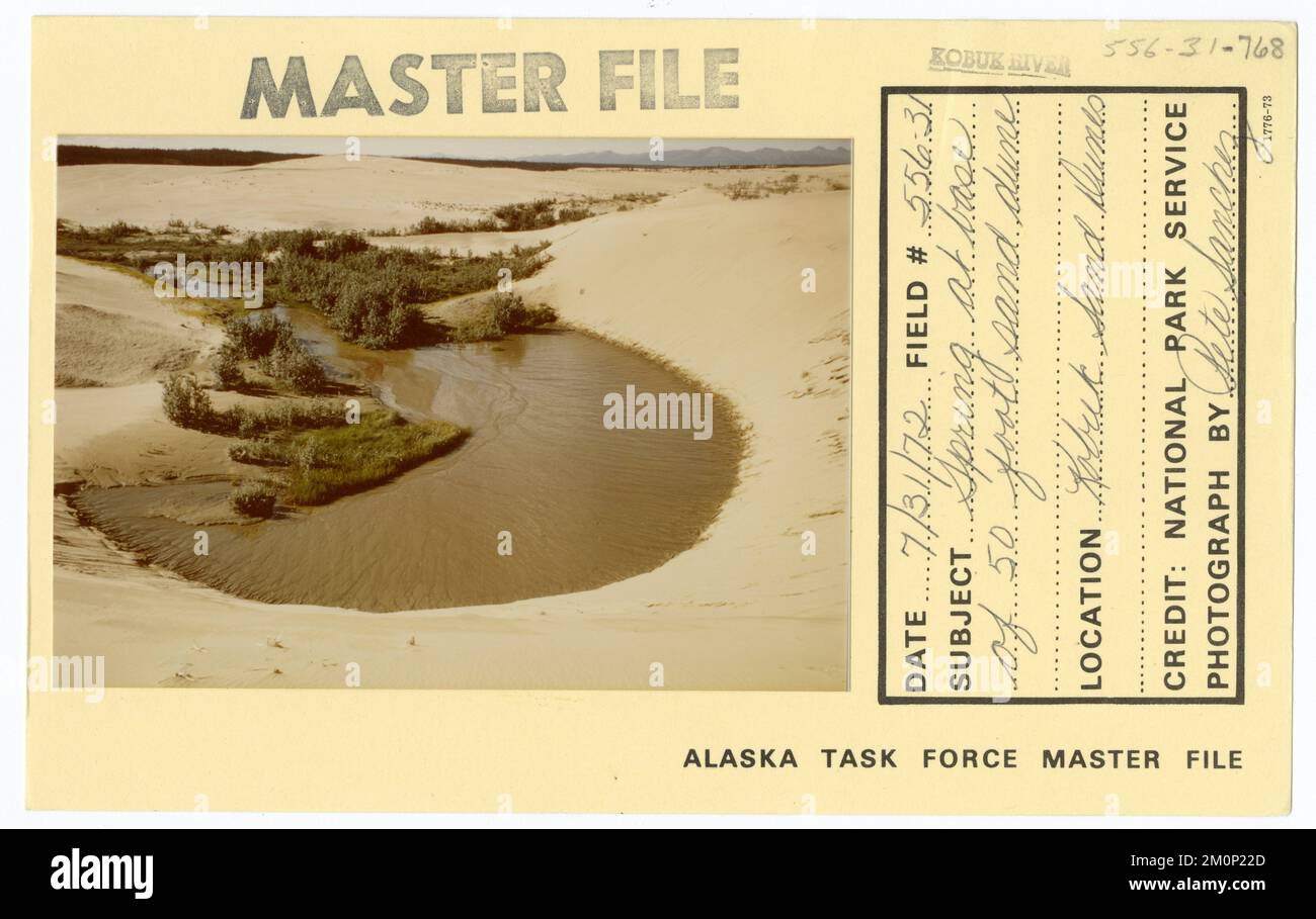 Spring at base of 50 foot sand dune. Alaska Task Force Photographs ...