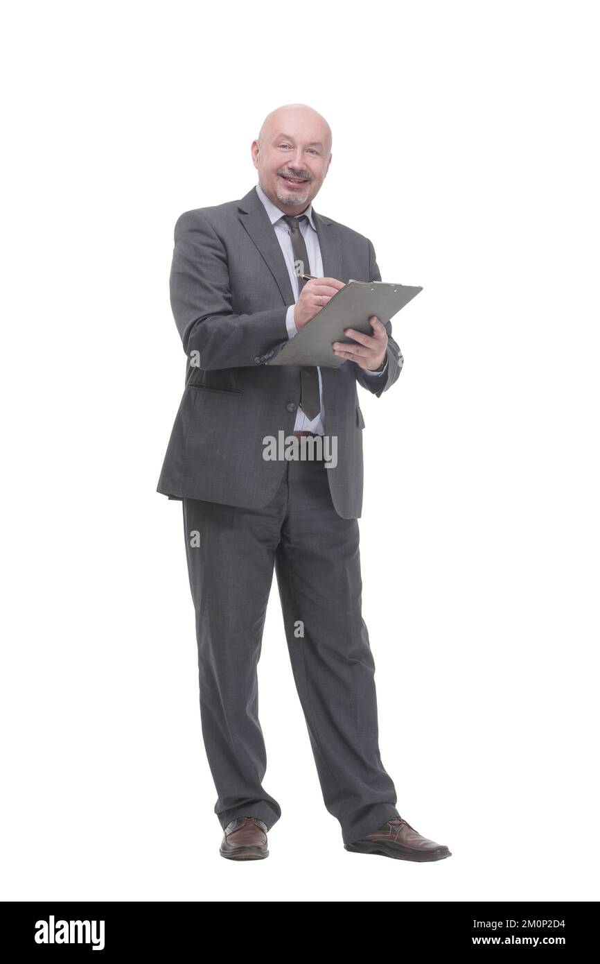in full growth. business man with clipboard Stock Photo - Alamy