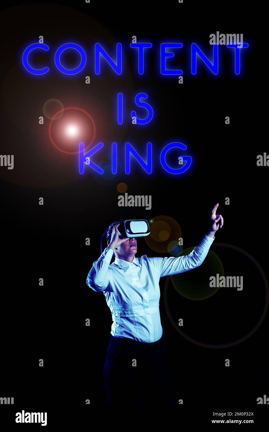 Sign displaying Content Is King. Internet Concept Content is the heart ...
