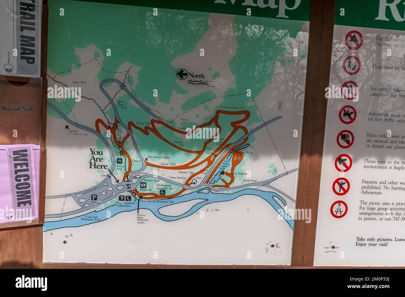Map at the Mt Pisgah Arboretum, Coast Fork Willamette River at park ...