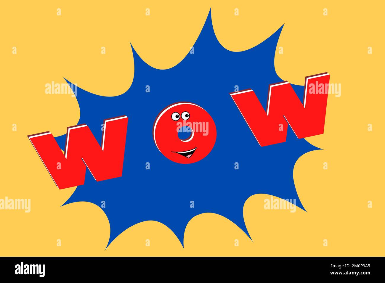 WOW expression with a happy cartoon face Stock Photo - Alamy