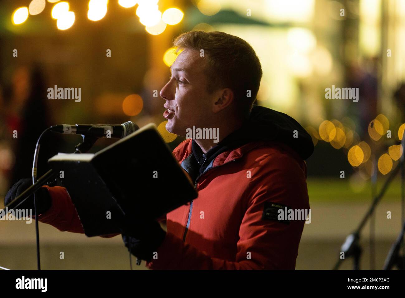 EDITORIAL USE ONLY Poet Tomfoolery performs at the New Street Square ...