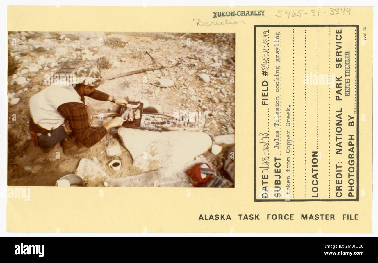 Jules Tileston cooking grayling taken from Copper Creek. Alaska Task ...