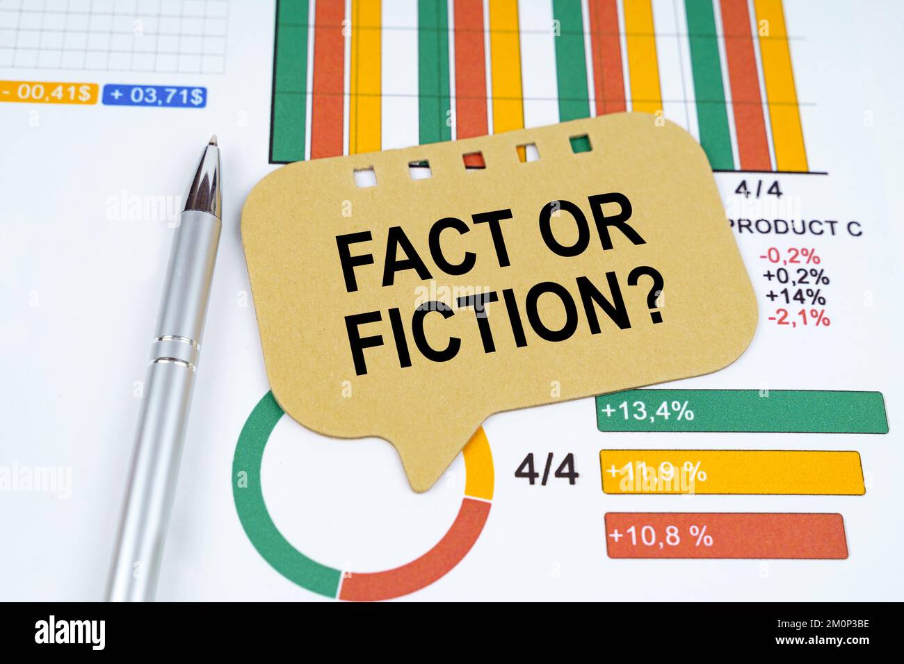 Business concept. On the business charts is a pen and a sign with the ...