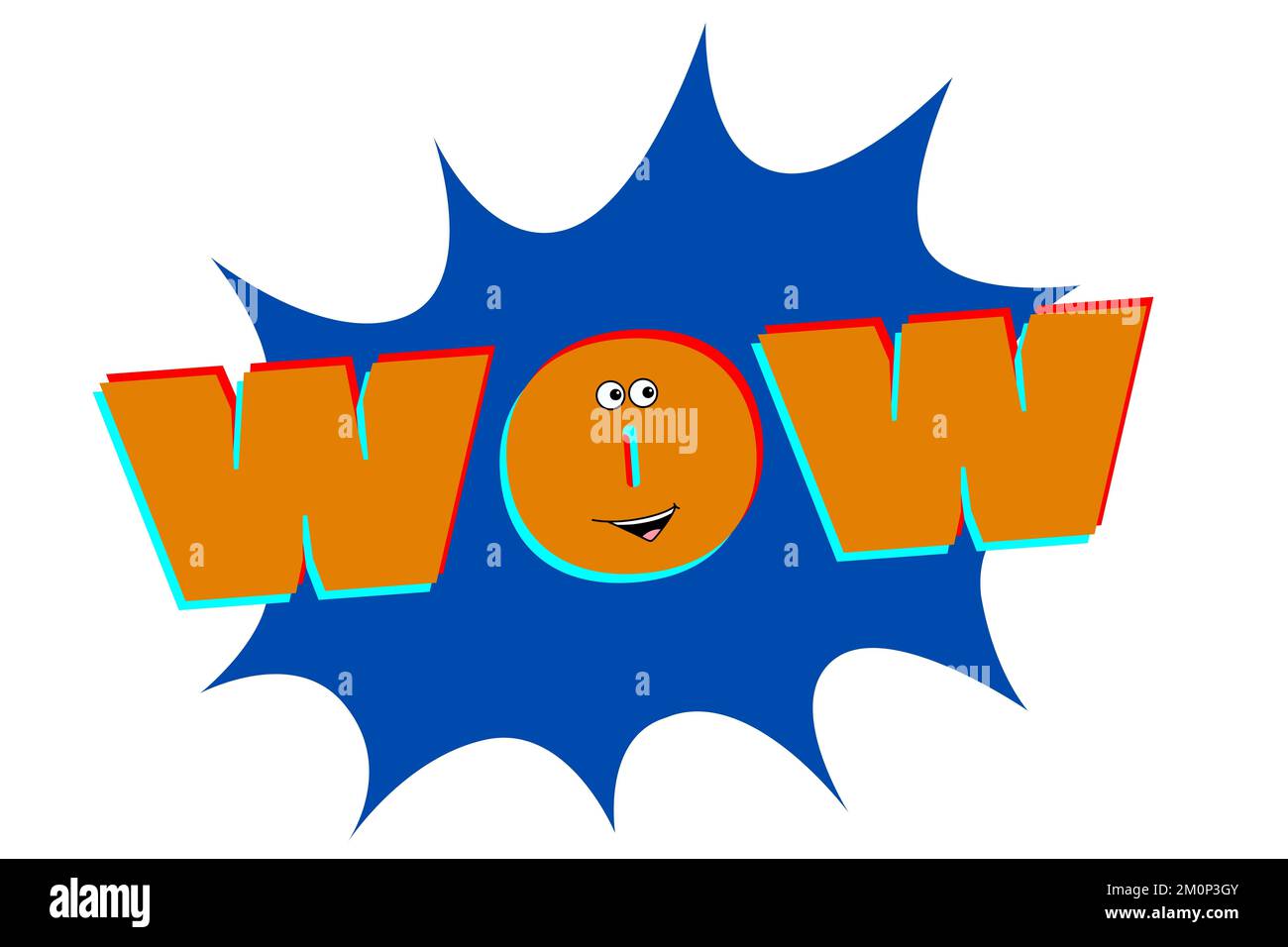 WOW expression with a happy cartoon face Stock Photo - Alamy