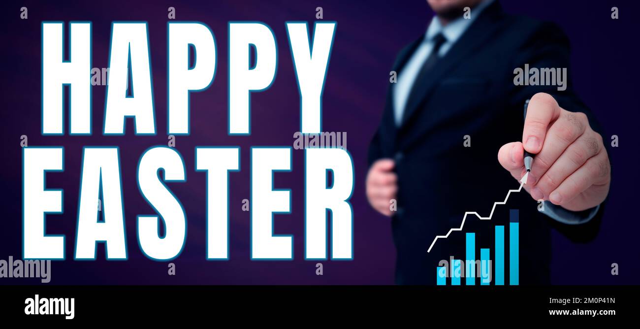 Sign displaying Happy Easter. Business idea Christian feast ...