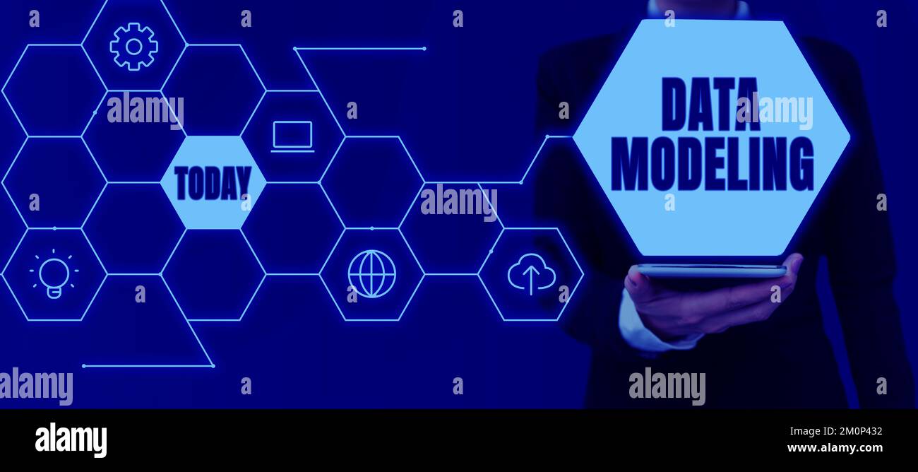 Hand Writing Sign Data Modeling Business Approach Process Of Transferring Data Between Data