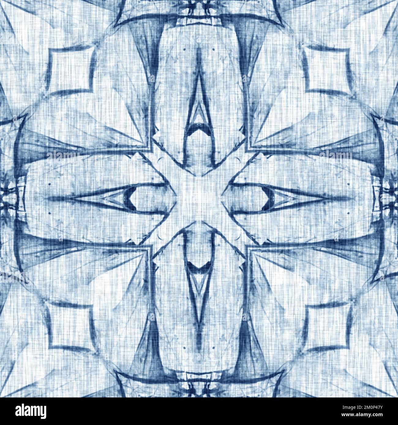 Indigo Dye Wash Coastal Damask Quilt Seamless Pattern. Washed out ...