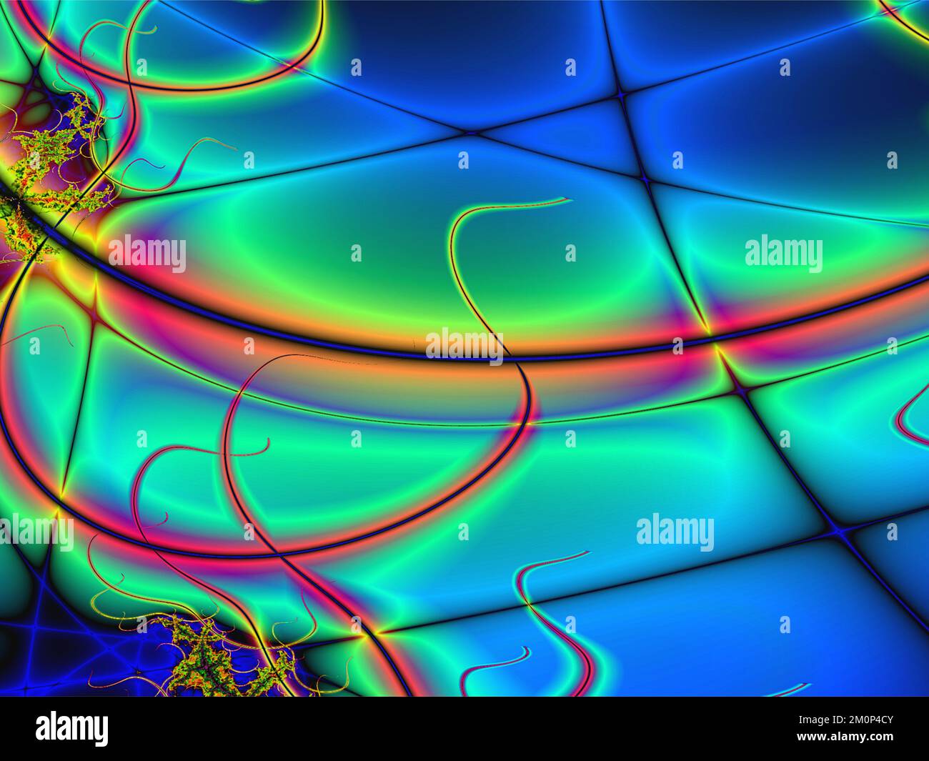 bright abstract pattern of bright and glowing lines in blue tones ...