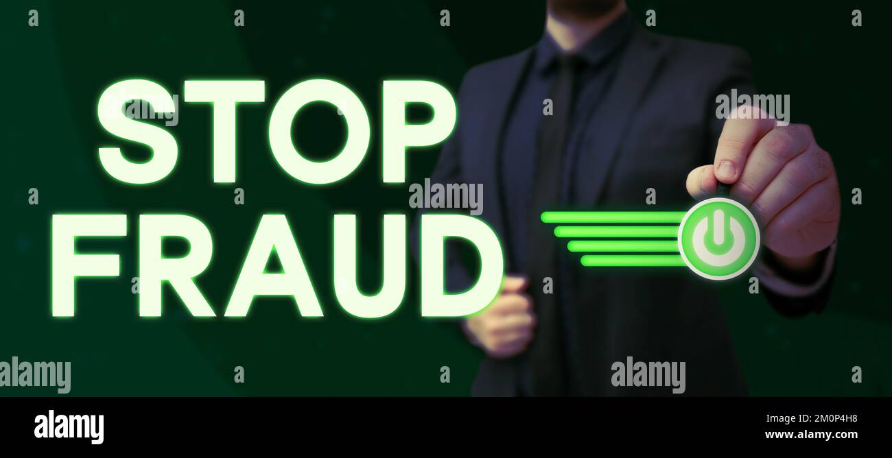 Text caption presenting Stop Fraud. Concept meaning campaign advices ...