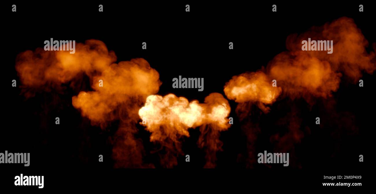 Series of powerful explosions with fire, isolated - object 3D ...