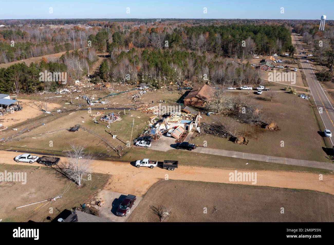 Steens, MS - November 30, 2022: Tornado damage aftermath to homes and ...