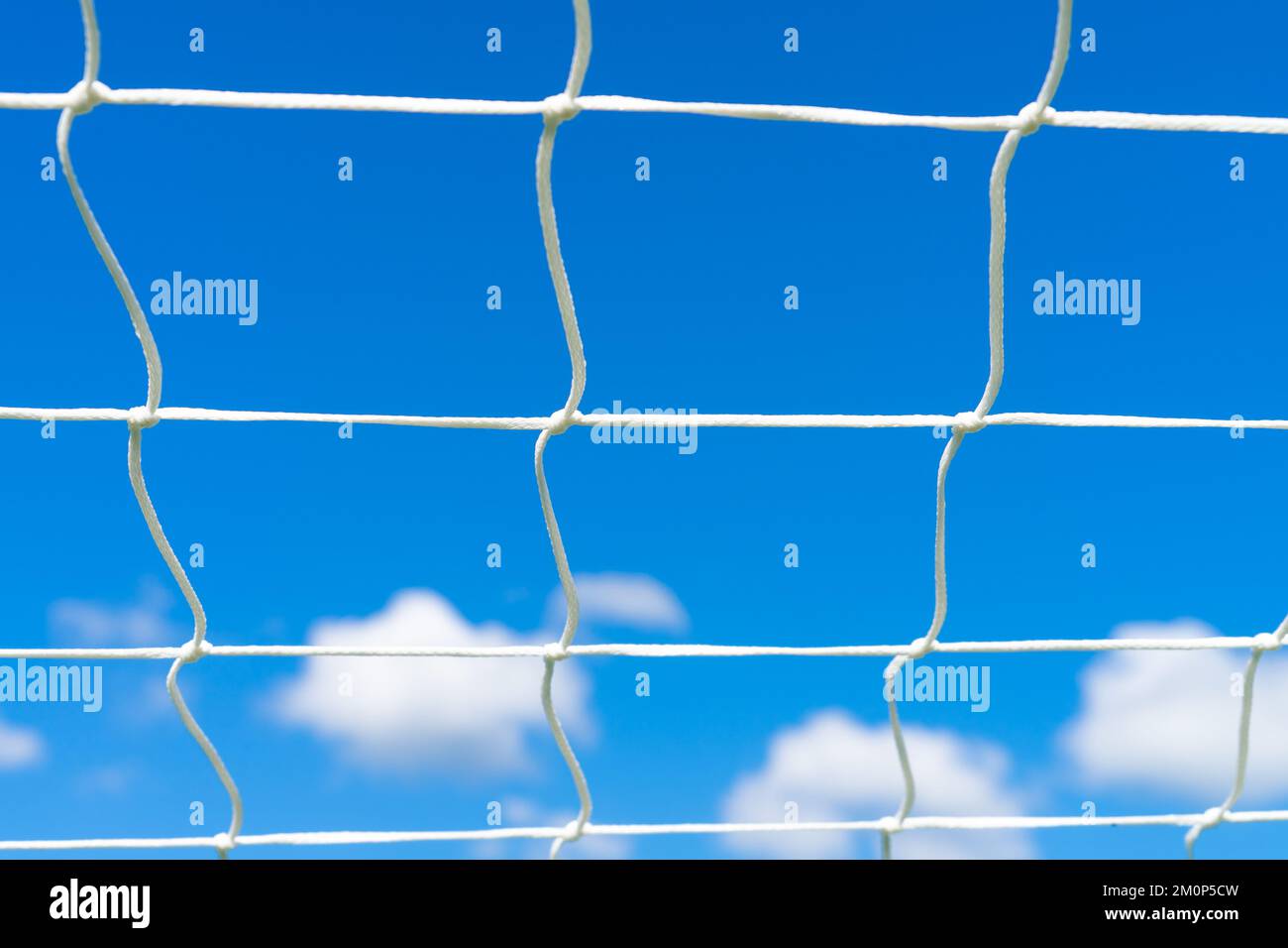 Soccer football net with blue sky and white clouds background Stock ...