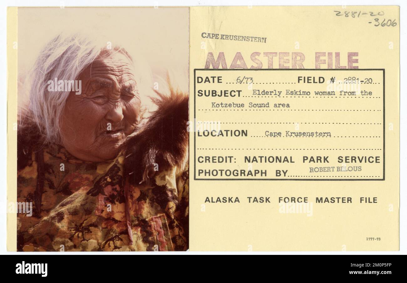 Elderly Eskimo woman from the Kotzebue Sound area. Alaska Task Force ...