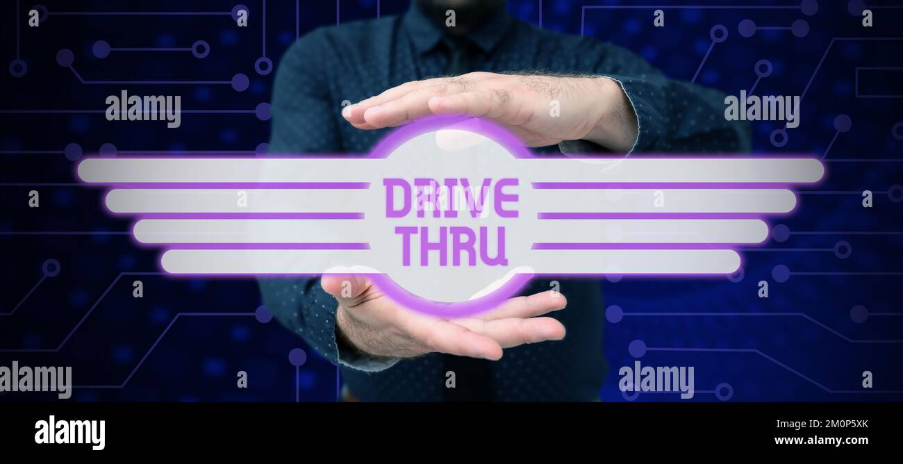 Conceptual display Drive Thru. Internet Concept place where you can get ...