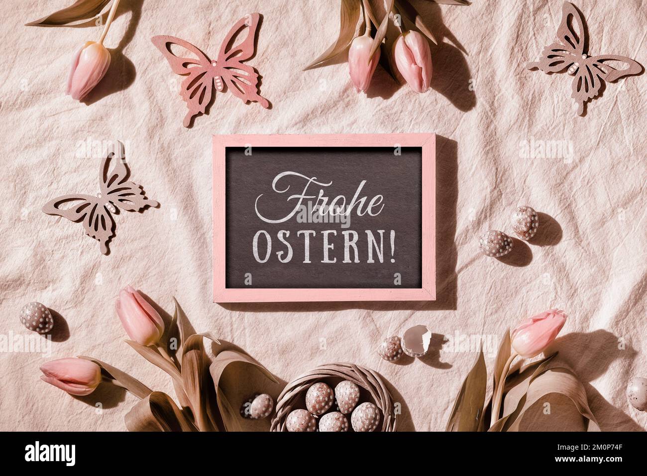 Sepia tinted Easter background. Decorated background with blackboard ...