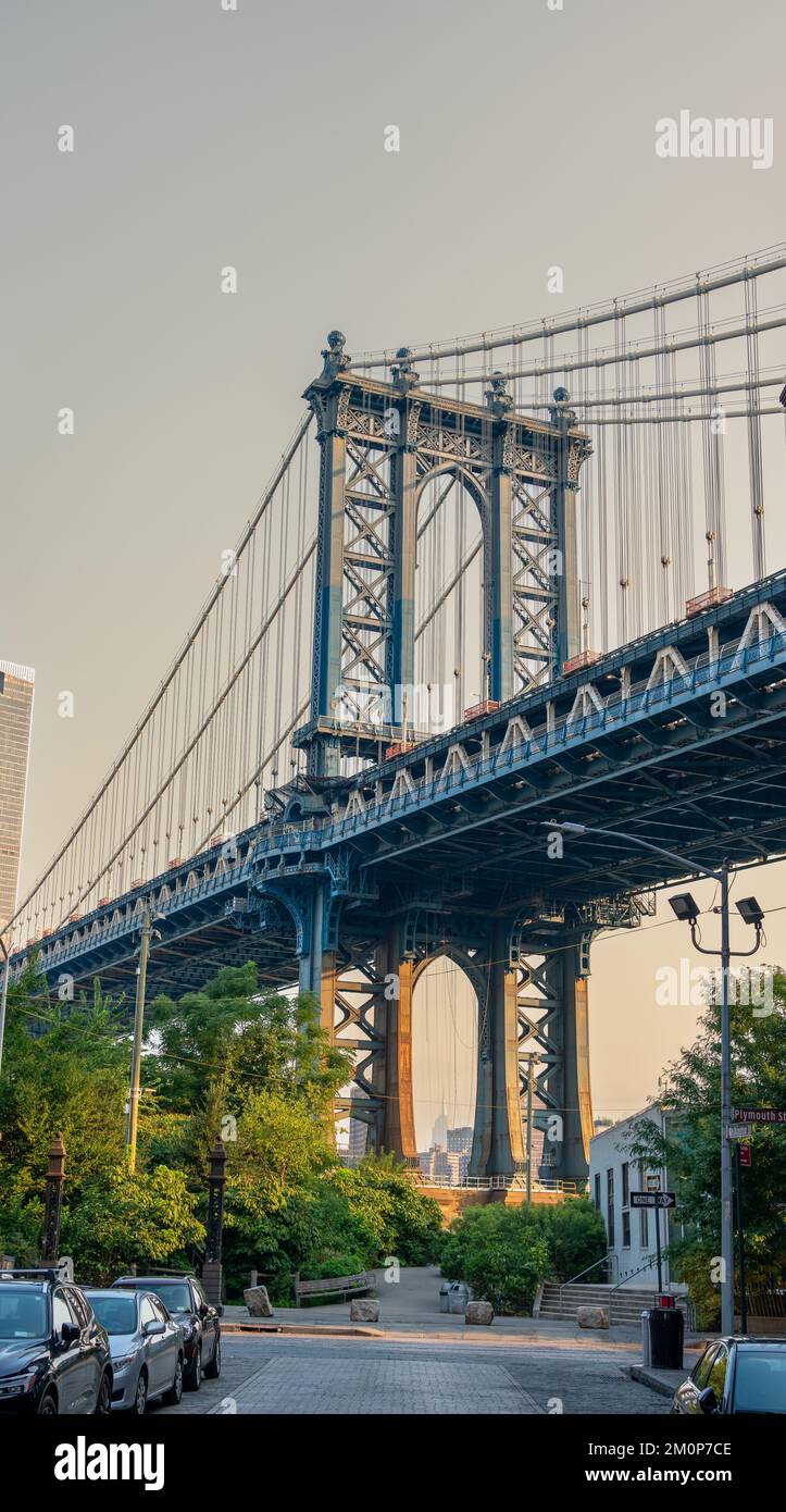 Manhattan bridge famous view of one of the symbols of New York Stock ...