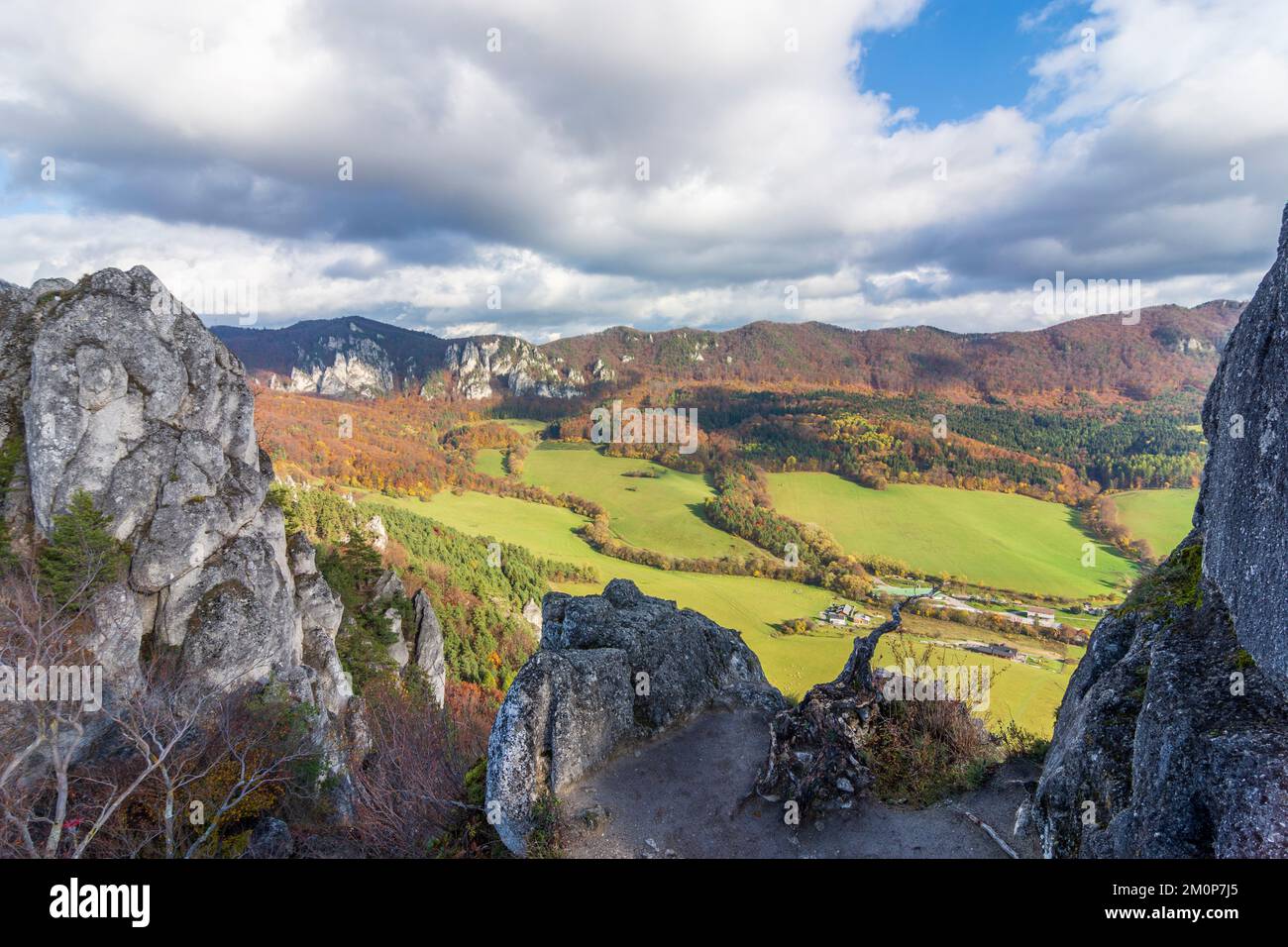 Sulovske skaly (Sulov Rocks): view from ruin Sulov Castle to Sulov ...