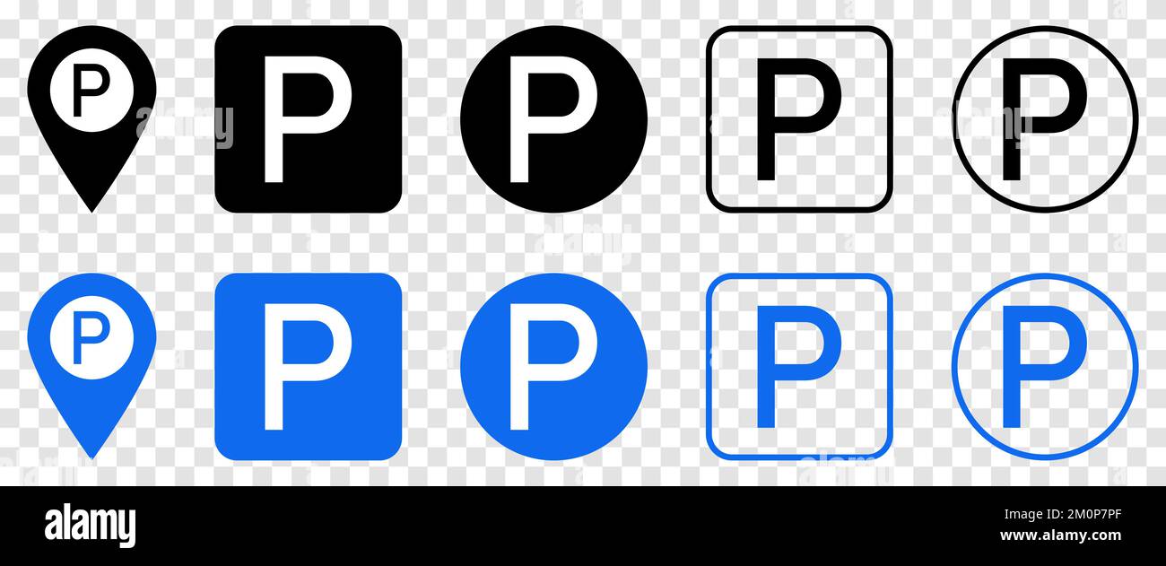 Parking and traffic signs. Vector illustration isolated on transparent ...