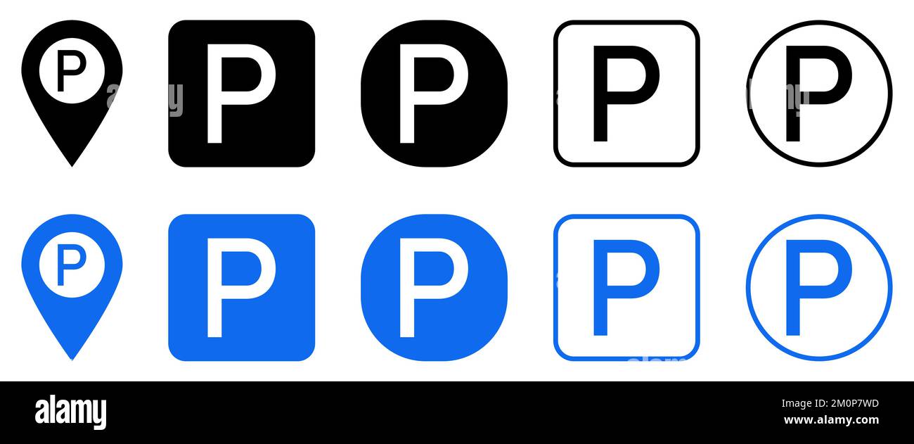 Parking icon set. Parking and traffic signs. Vector illustration Stock ...