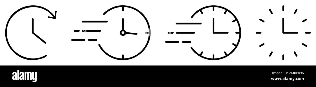 Set of time and clock line icons. Vector illustration isolated on white ...
