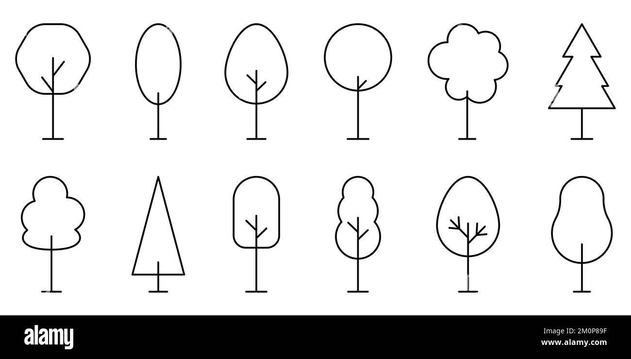 Tree line icons. Wood. Plant. Vector illustration isolated on white ...