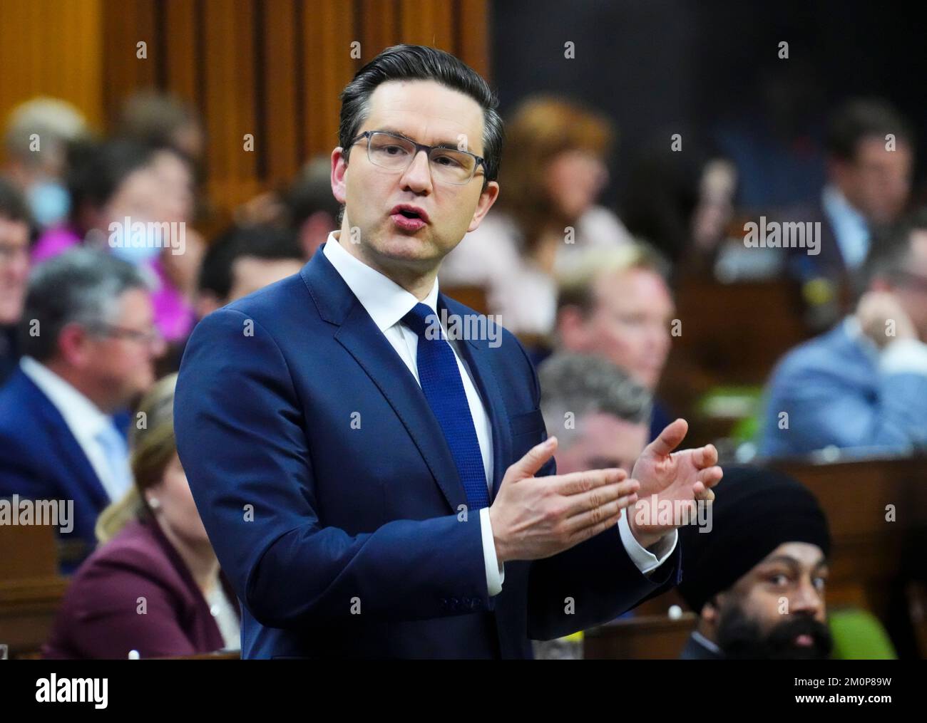 Conservative leader Pierre Poilievre asks a question during question ...