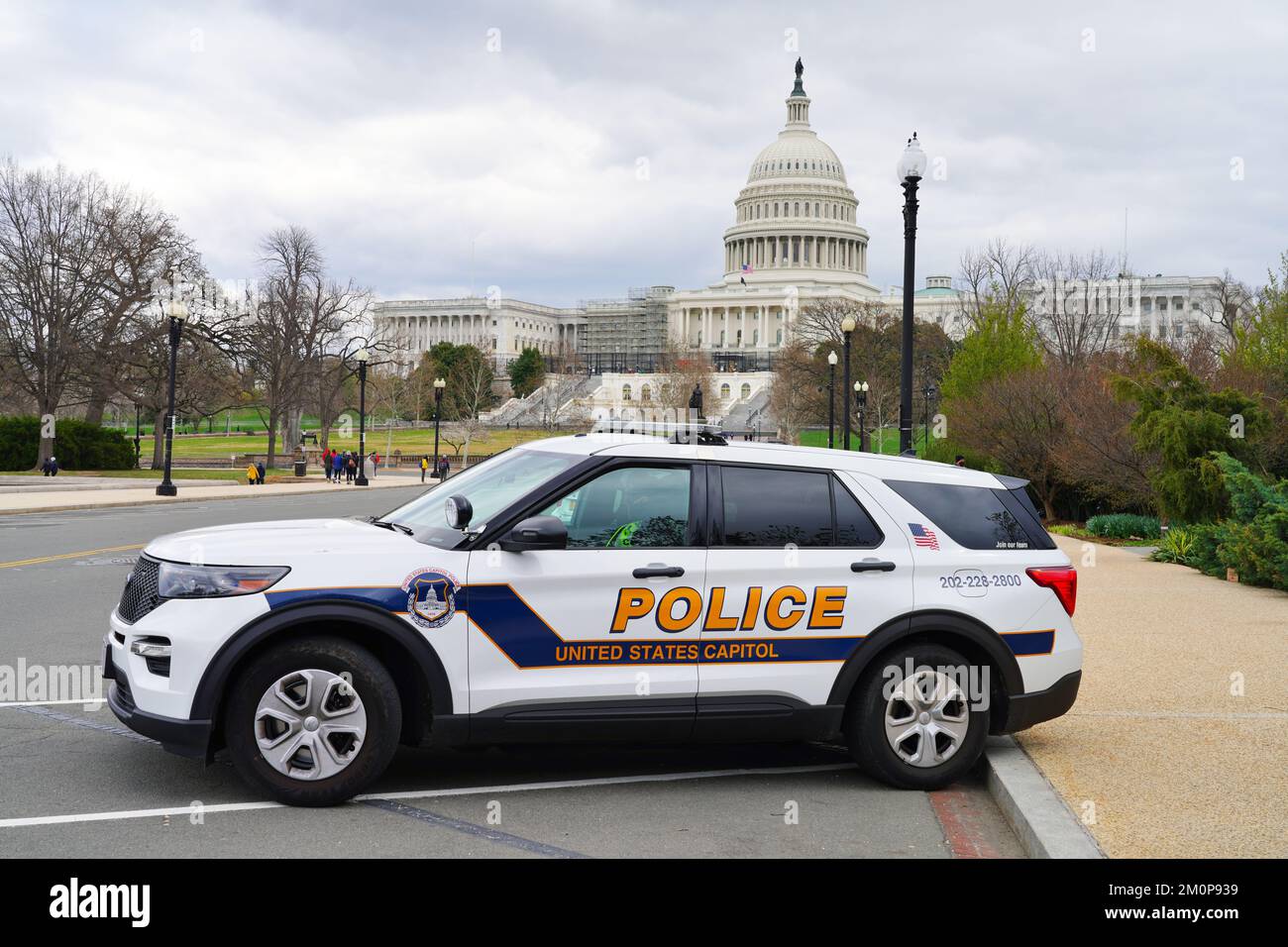 WASHINGTON, DC -27 MAR 2022- View of a US Capitol Police car in front ...