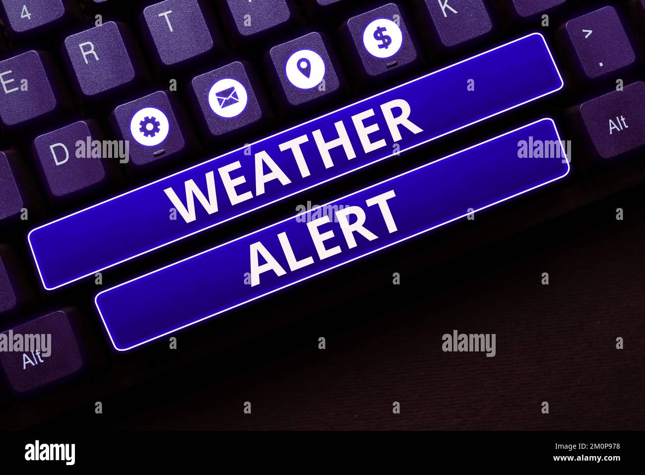 Conceptual caption Weather Alert. Business idea urgent warning on the ...