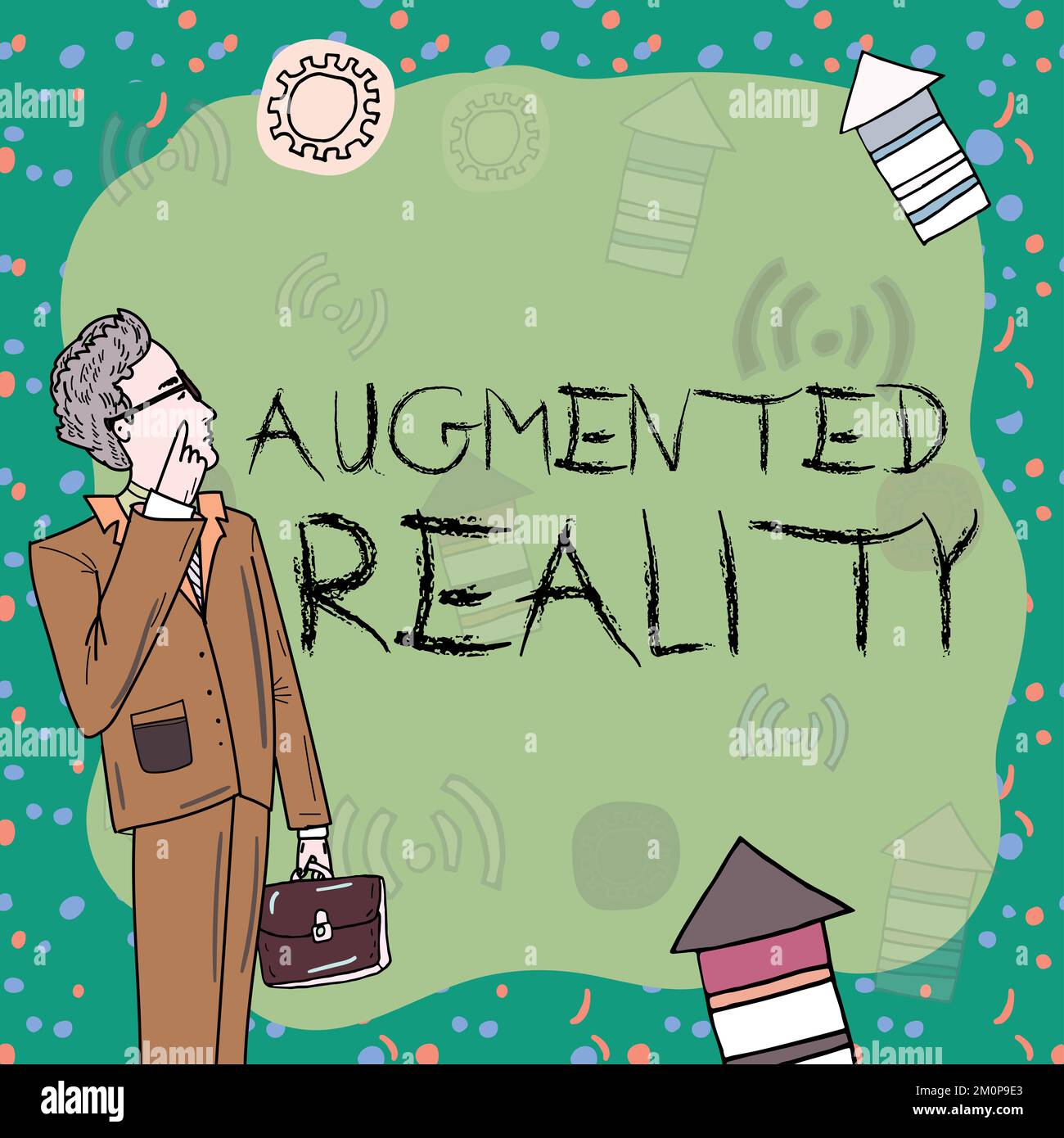 Conceptual caption Augmented Reality, Word Written on technology that ...