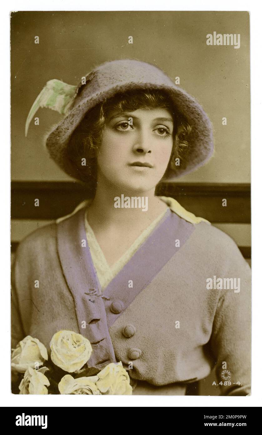 Original early WW1 era hand painted greetings studio postcard of ...