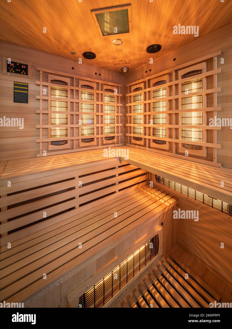 Wooden Finnish sauna in apartment Stock Photo - Alamy