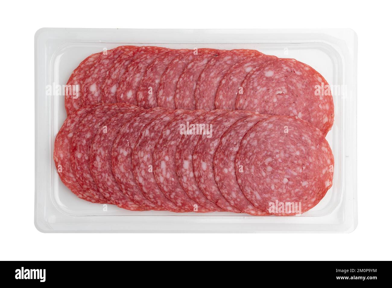 salami sausage slices isolated on white background, sliced sausage in ...