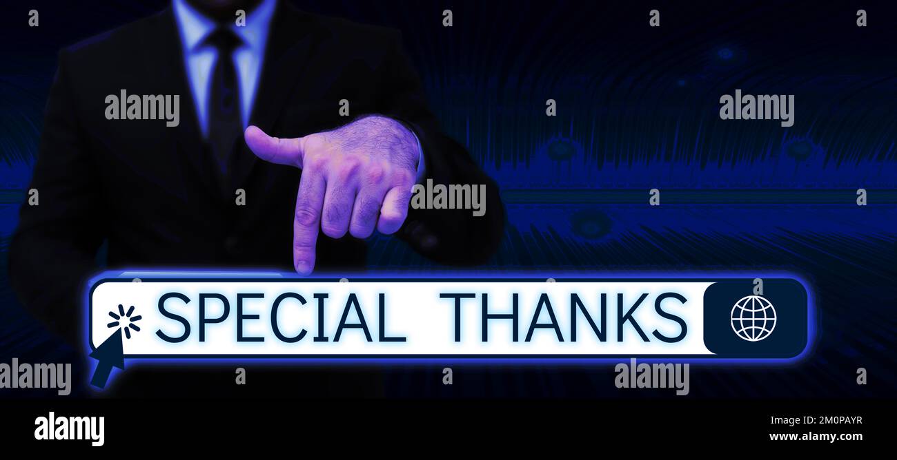 Writing displaying text Special Thanks. Concept meaning expression of ...