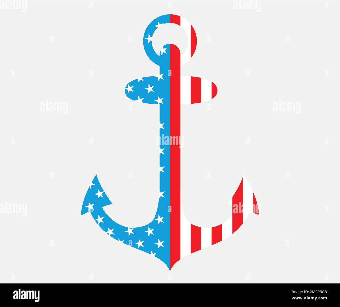 A digital illustration of an anchor with American stars and stripes ...