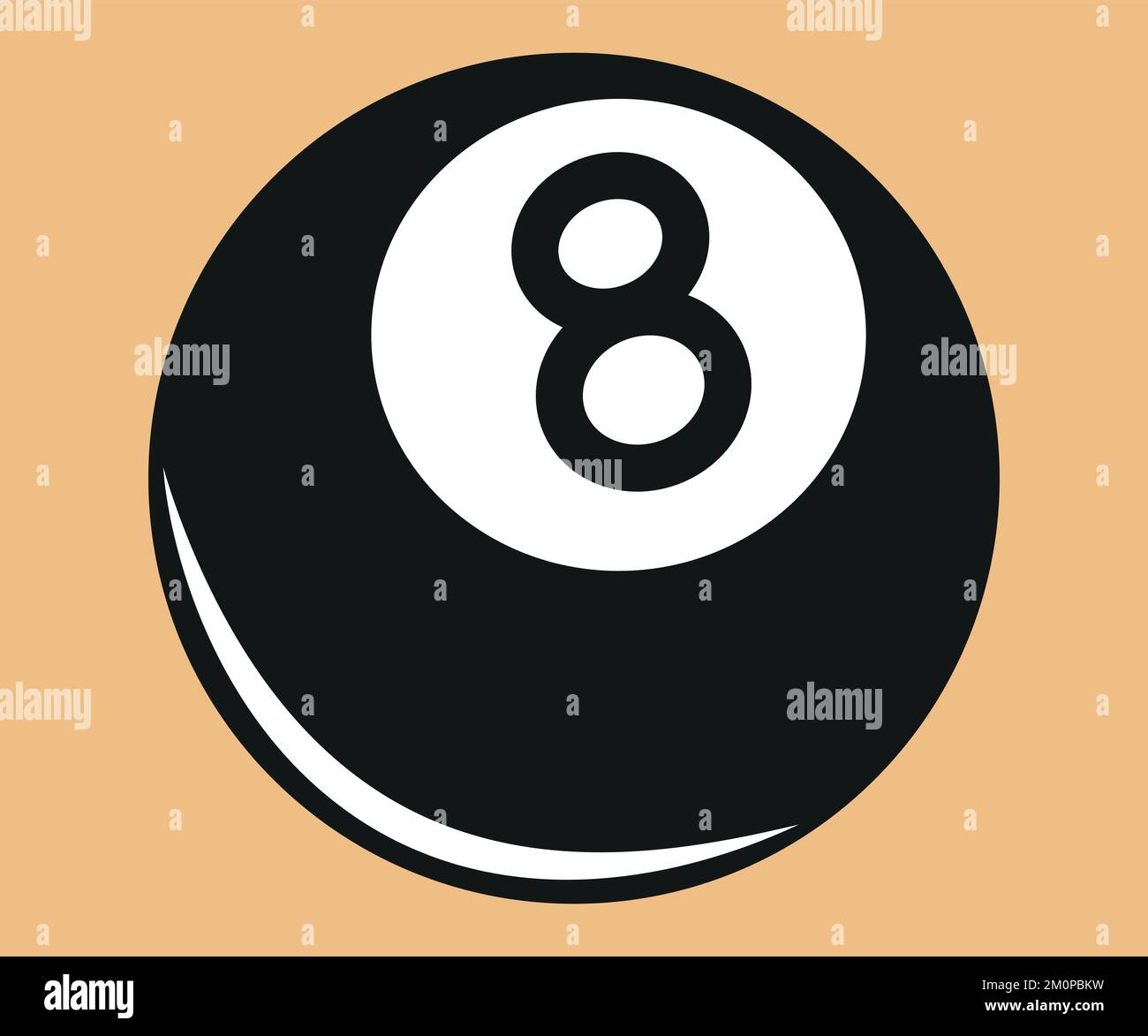 A digital illustration of a magic eight ball on an orange background ...