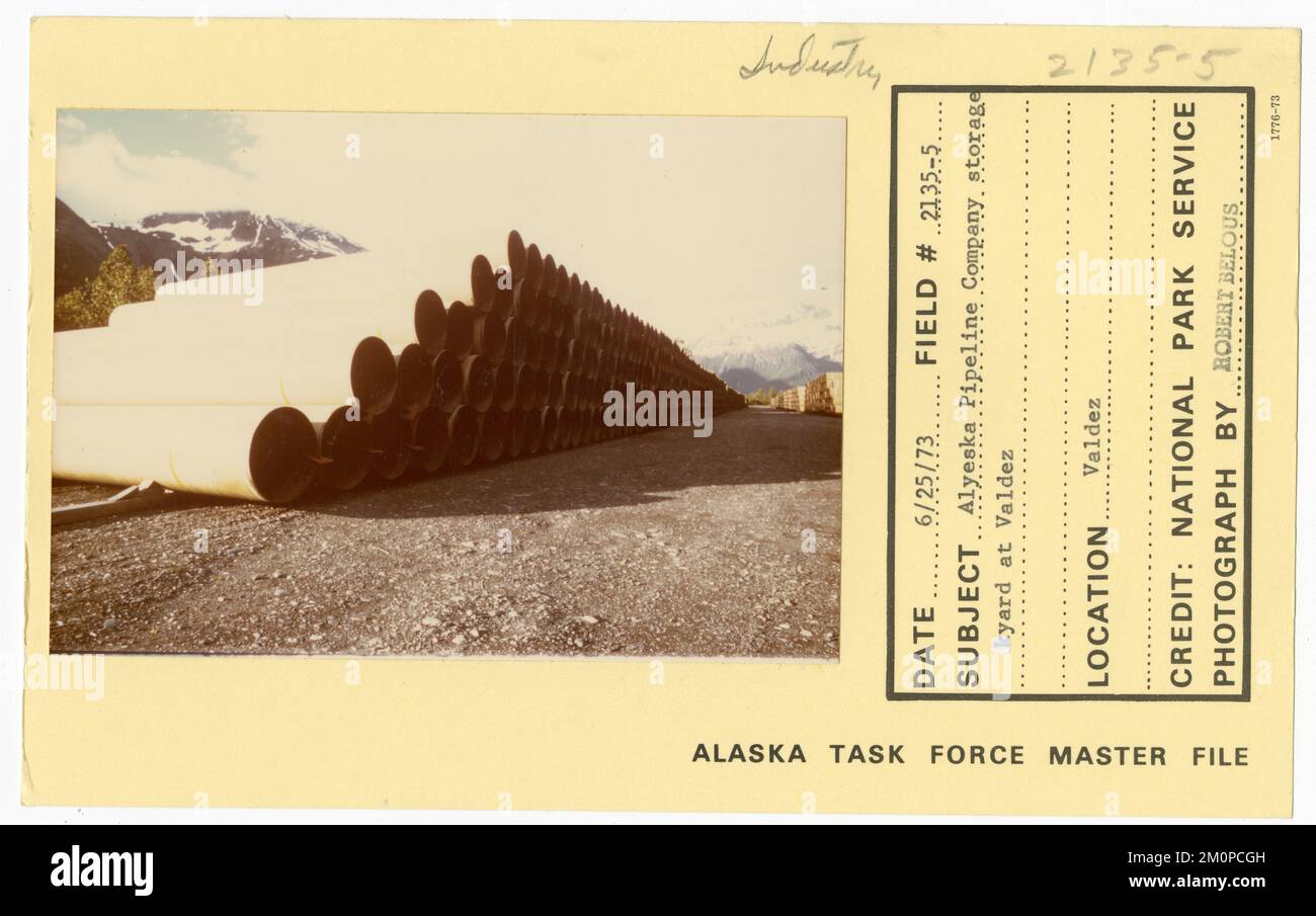 Alyeska Pipeline Company storage yard at Valdez. Alaska Task Force ...