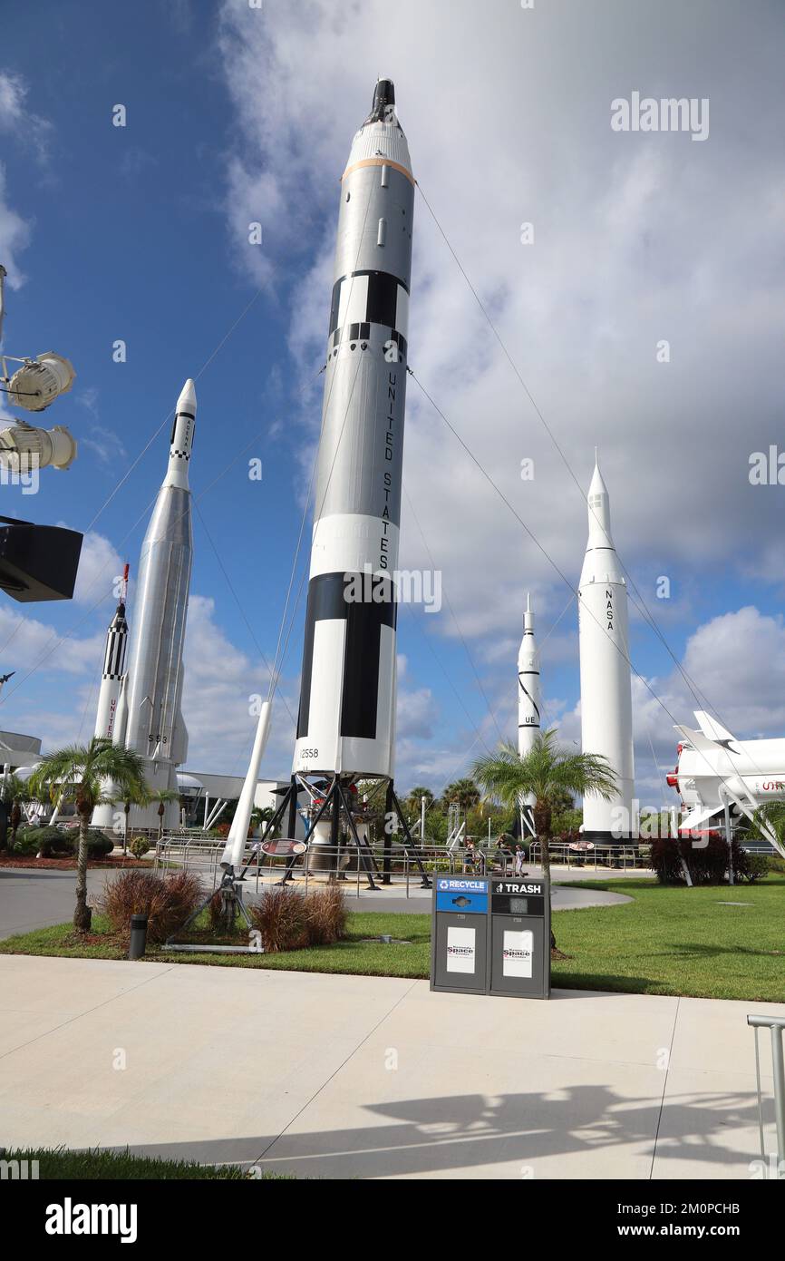 Rocket garden at Kennedy Space Center visitor complex Stock Photo - Alamy