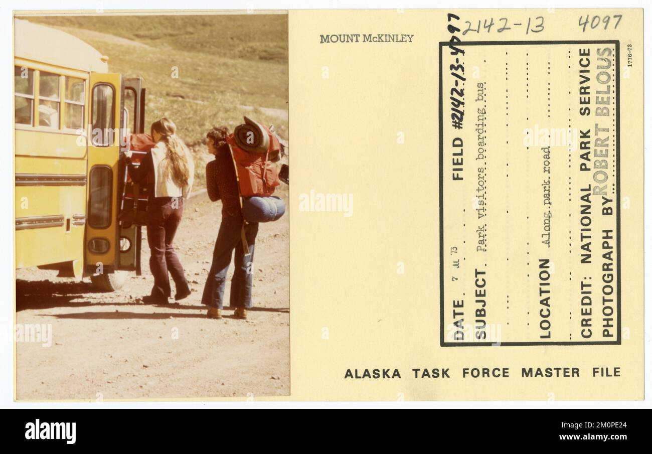Park visitors boarding bus. Alaska Task Force Photographs Stock Photo ...