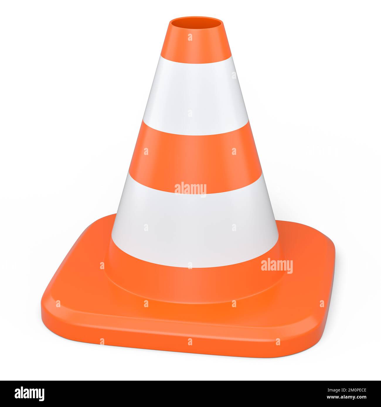 Traffic cone for under construction road work on white background. 3d ...