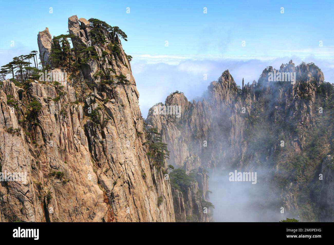 A breathtaking view of Huangshan mountain range in China Stock Photo ...