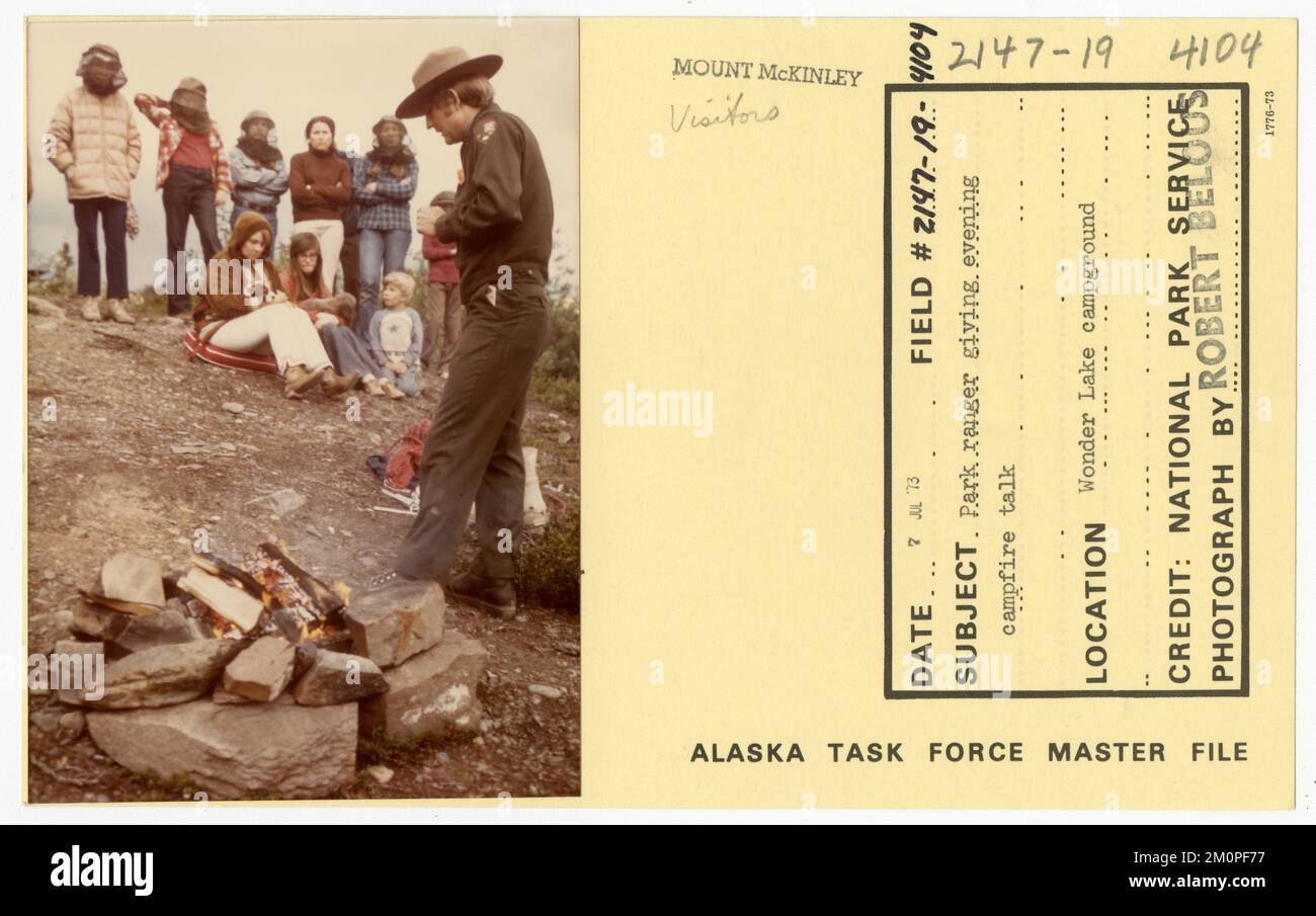 Park ranger giving evening campfire talk. Alaska Task Force Photographs ...
