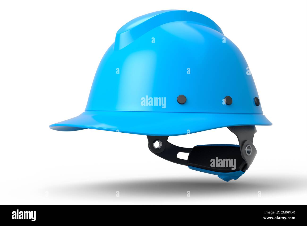 Blue safety helmet or hard cap isolated on white background. 3d render ...