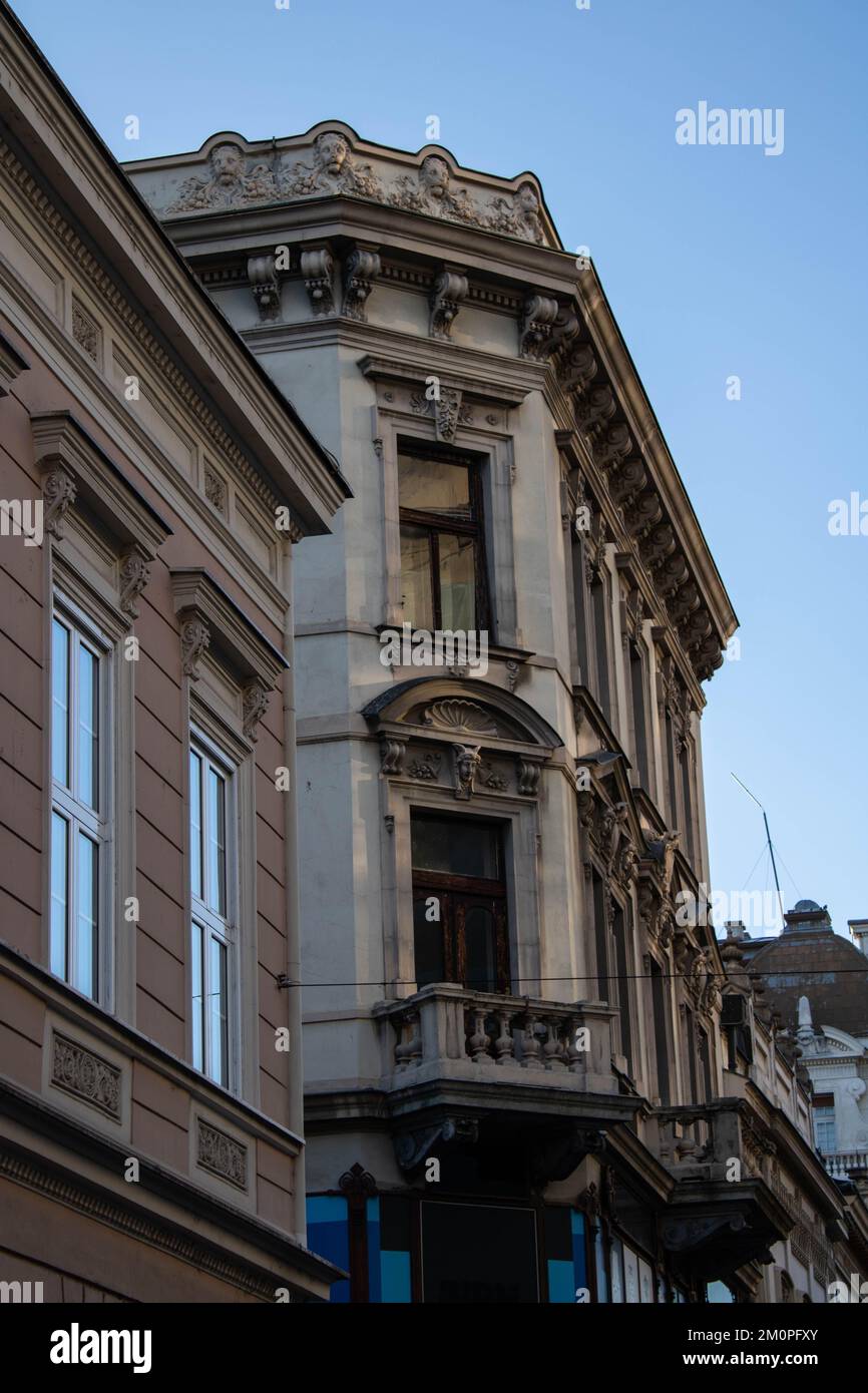 A vertical shot of beautiful buildings with balconies on Knez Mihajlova ...