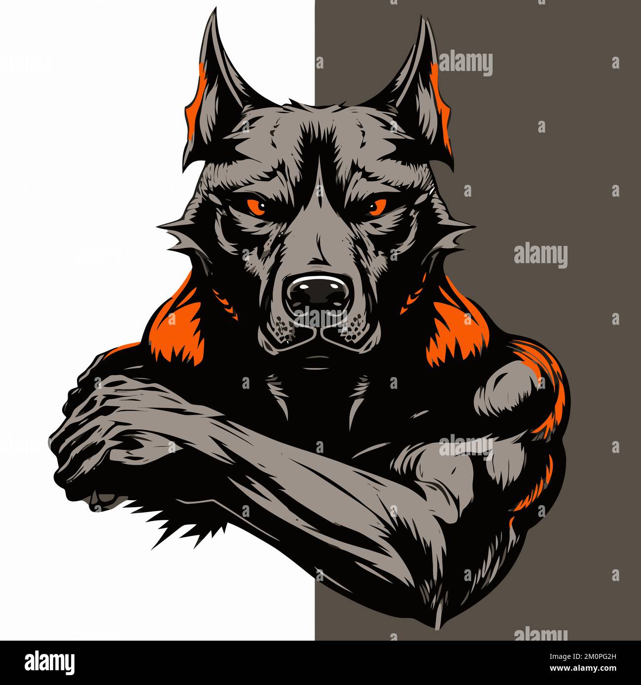 A vector design of a strong pitbull with muscles and crossed hands ...