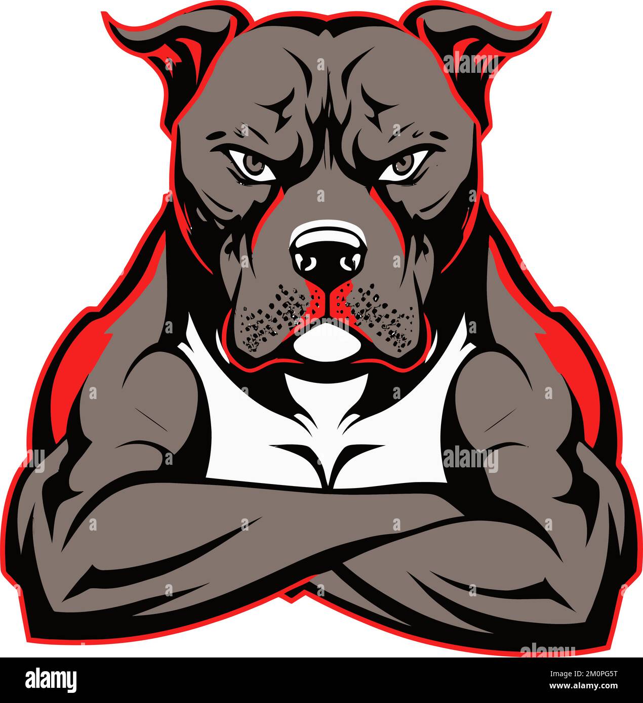 A vector design of a strong pitbull with muscles and crossed hands ...