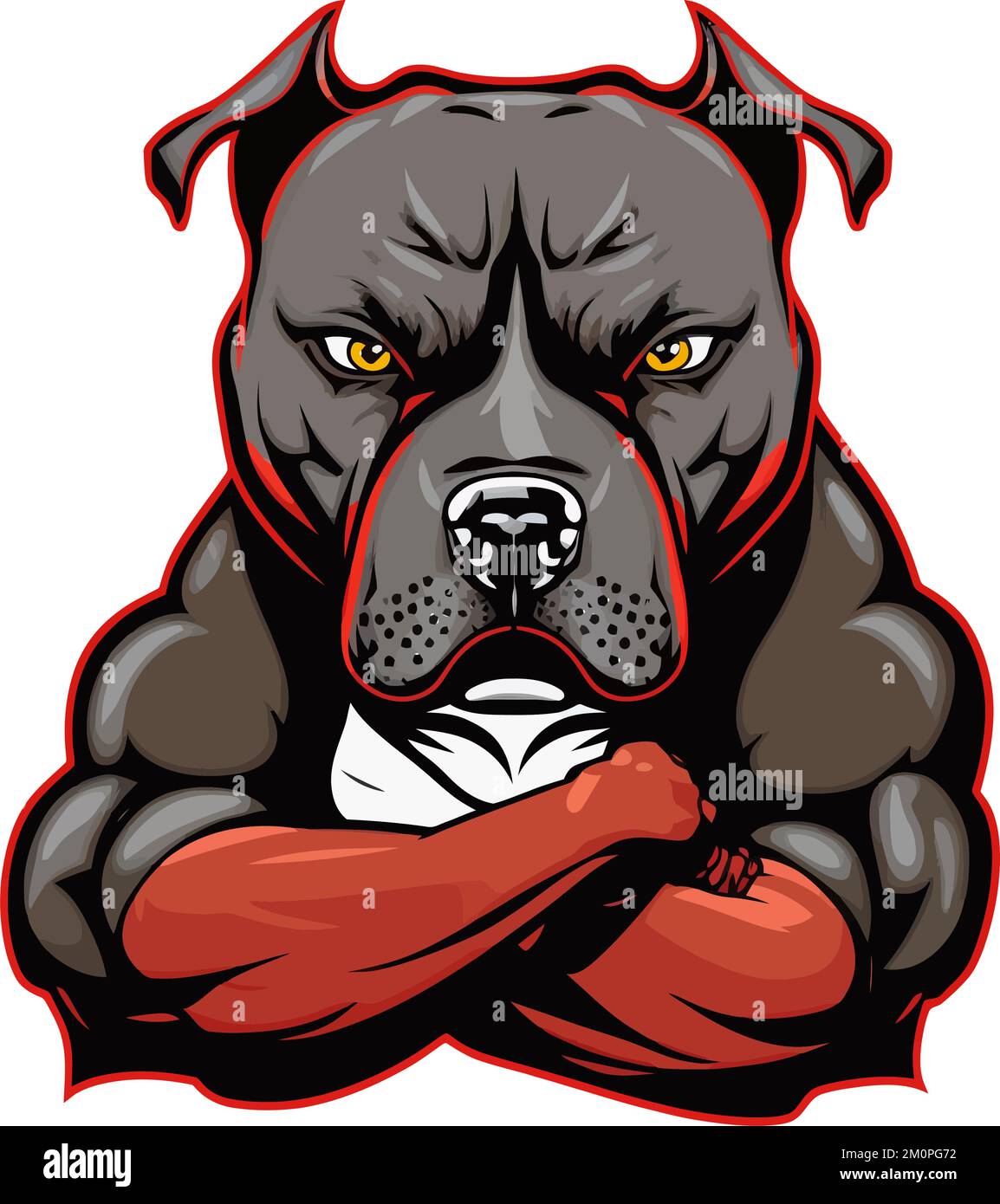 A vector design of a strong pitbull with muscles and crossed hands ...