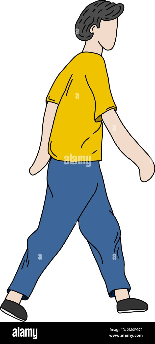 A vector icon of a colorful walking person character isolated on a ...