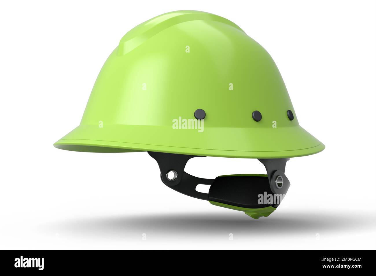 Green safety helmet or hard cap isolated on white background. 3d render ...