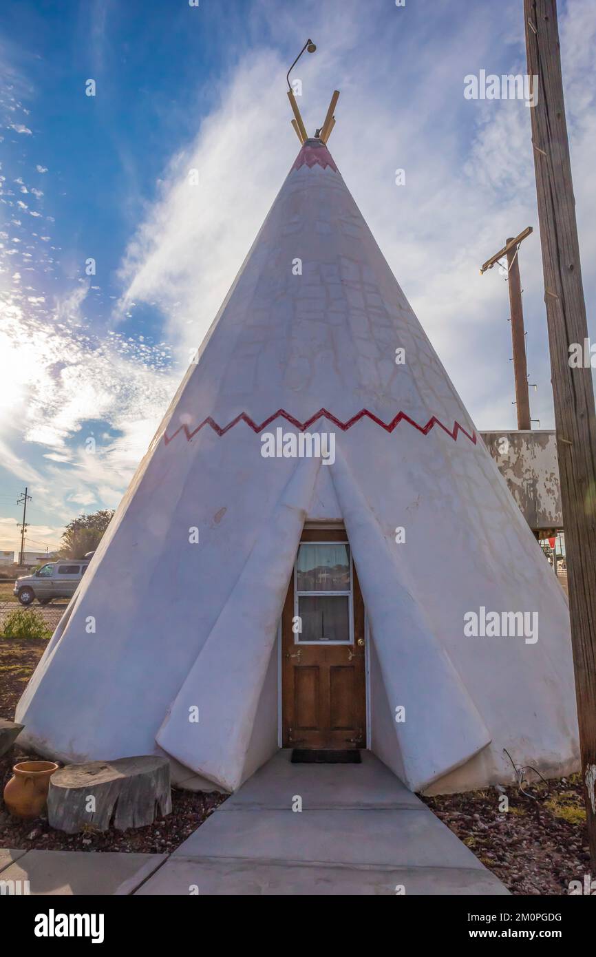 Tipis used as motel rooms at Wigwam Motel on Route 66 in Holbrook ...